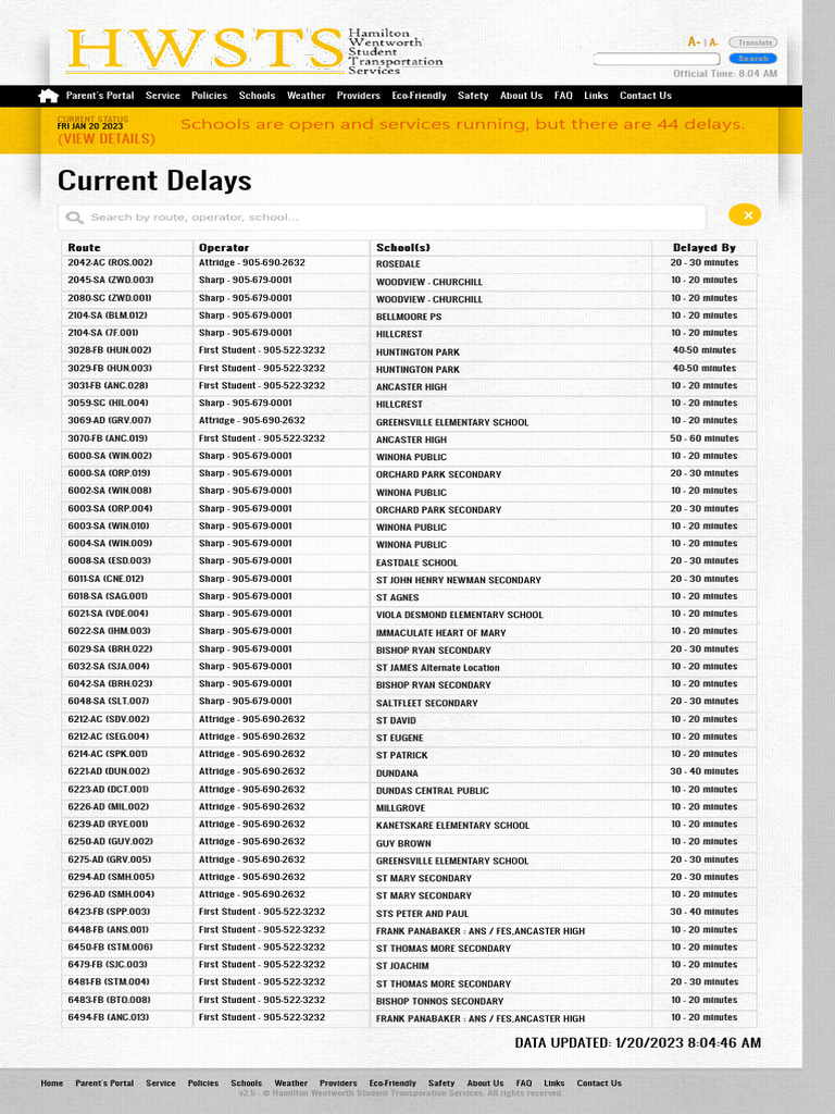 Hamilton Wentworth Student Transportation Services | PDF