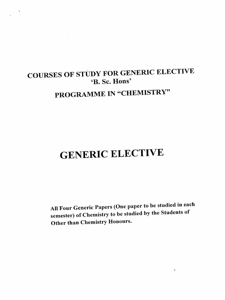 Chemistry Generic Elective | PDF | Atomic Orbital | Chemical Bond