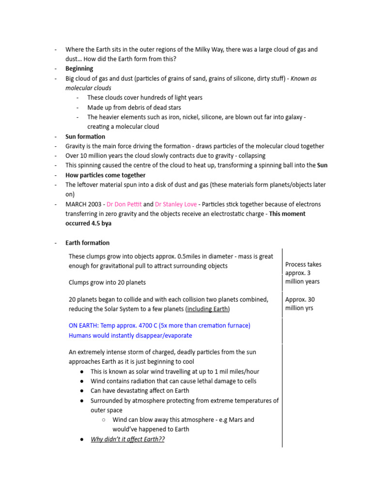 Birth of The Earth Condensed Notes | PDF | Earth | Cosmic Dust
