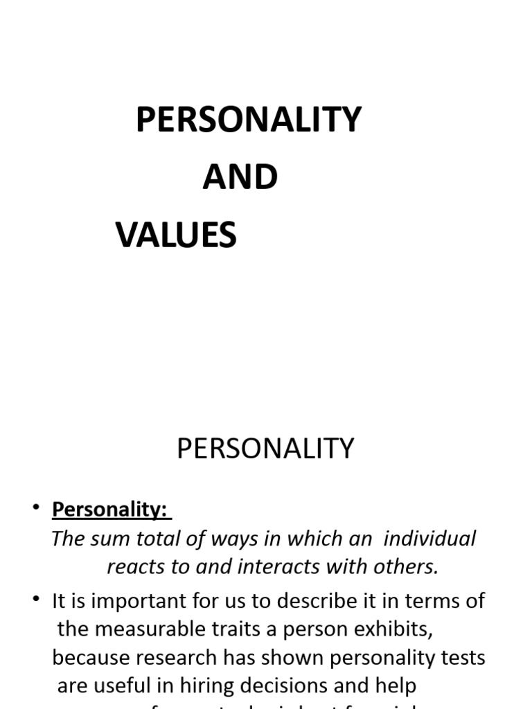 Lec 10 - Personality & Values | PDF | Extraversion And Introversion | Behavioural Sciences