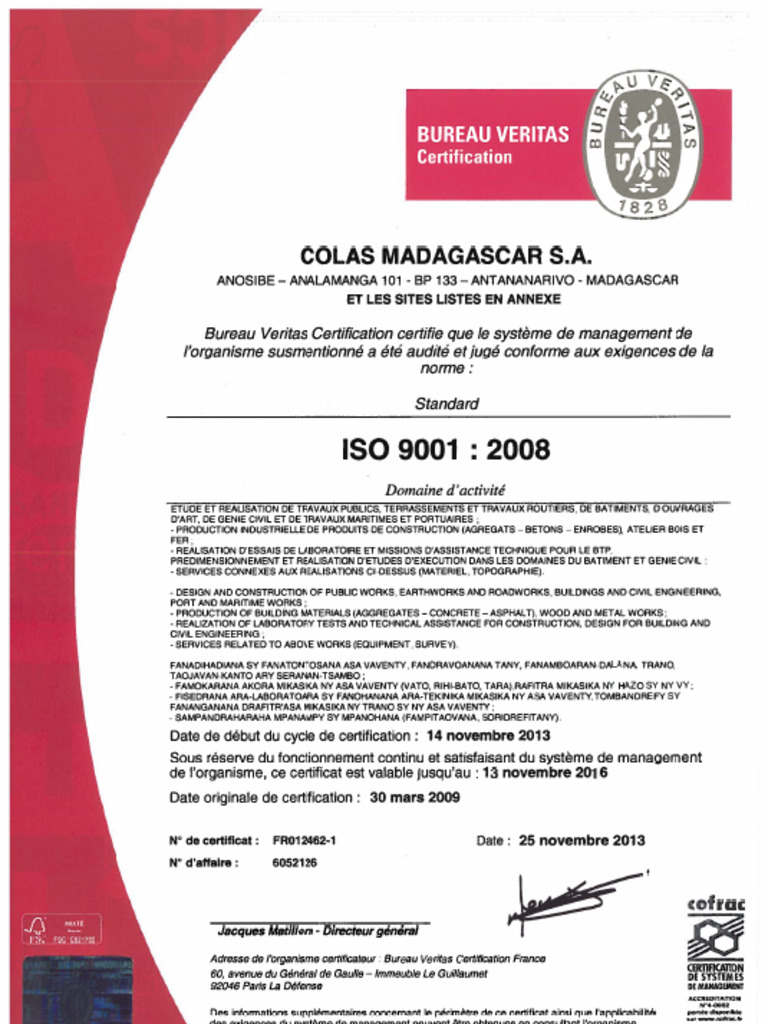 Certificat ISO 9001 | PDF