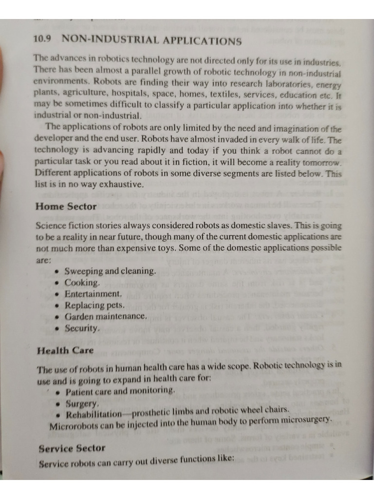 Non Industrial Applications of Robots | PDF | Robot | Robotics