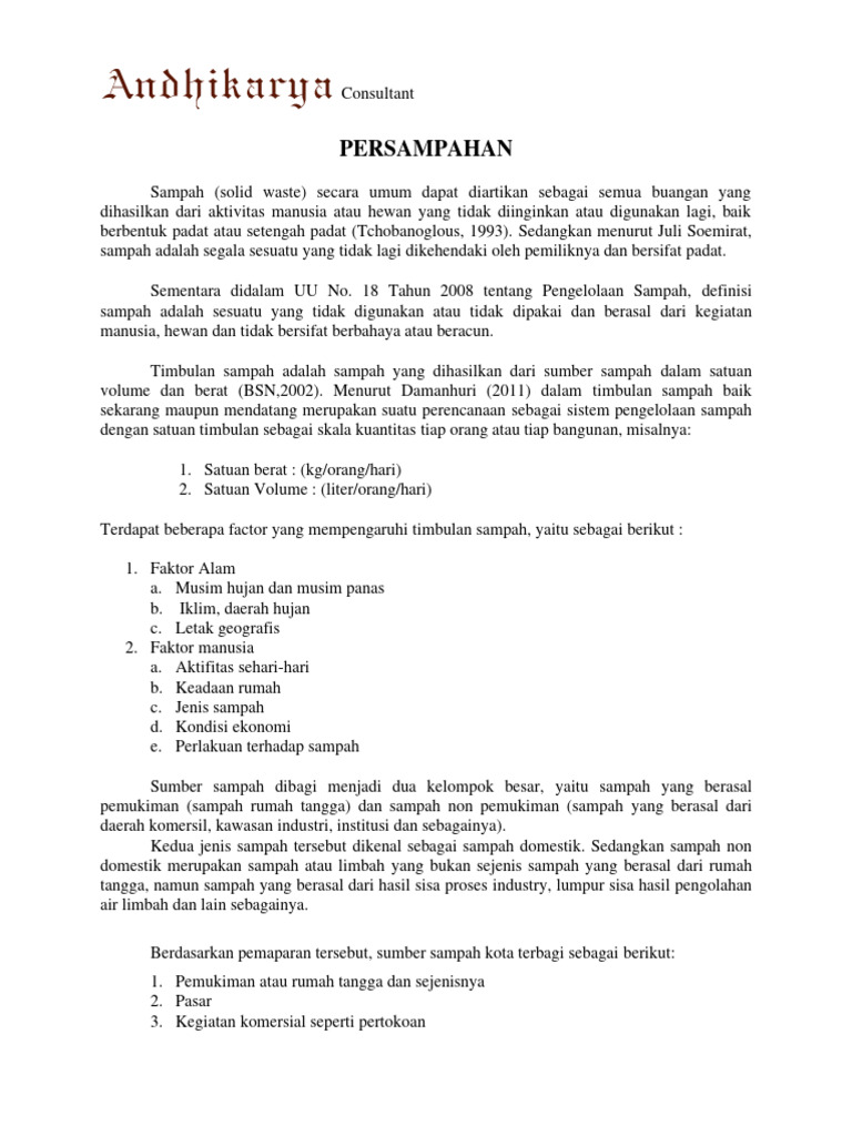 Persampahan | PDF | Pengelolaan Keuangan & Uang | Griya & Taman