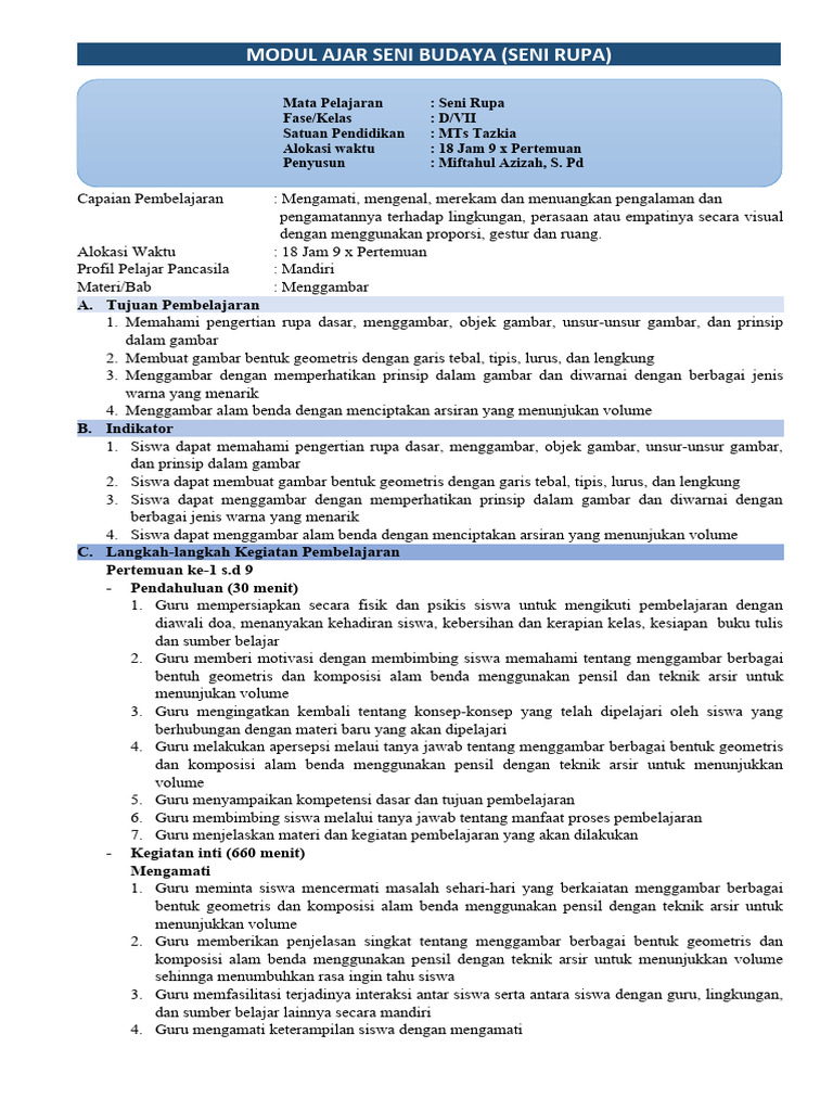 Modul Ajar Seni Budaya | PDF | Seni | Sains & Matematika