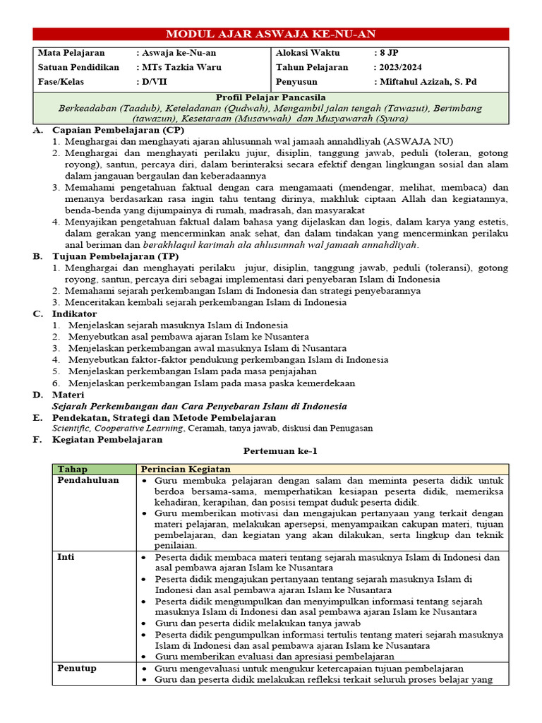 Modul Ajar Aswaja | PDF