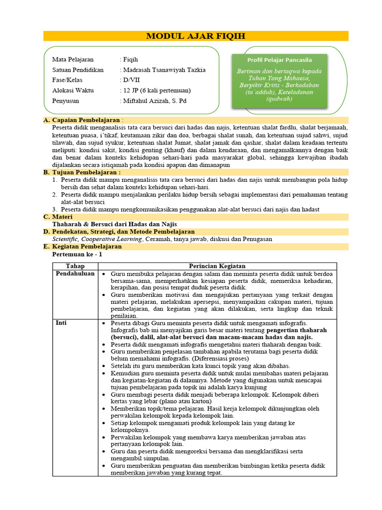 Modul Ajar Fiqih | PDF