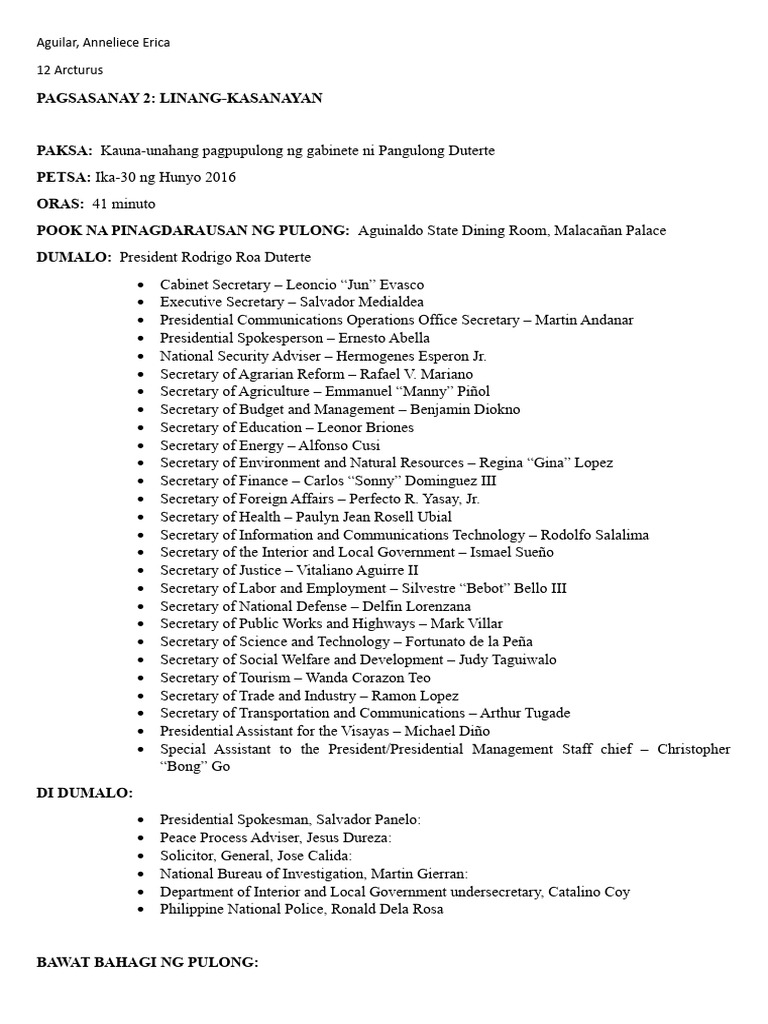 Aguilar, Anneliece Erica 12 Arcturus | PDF | Presidencies | Government