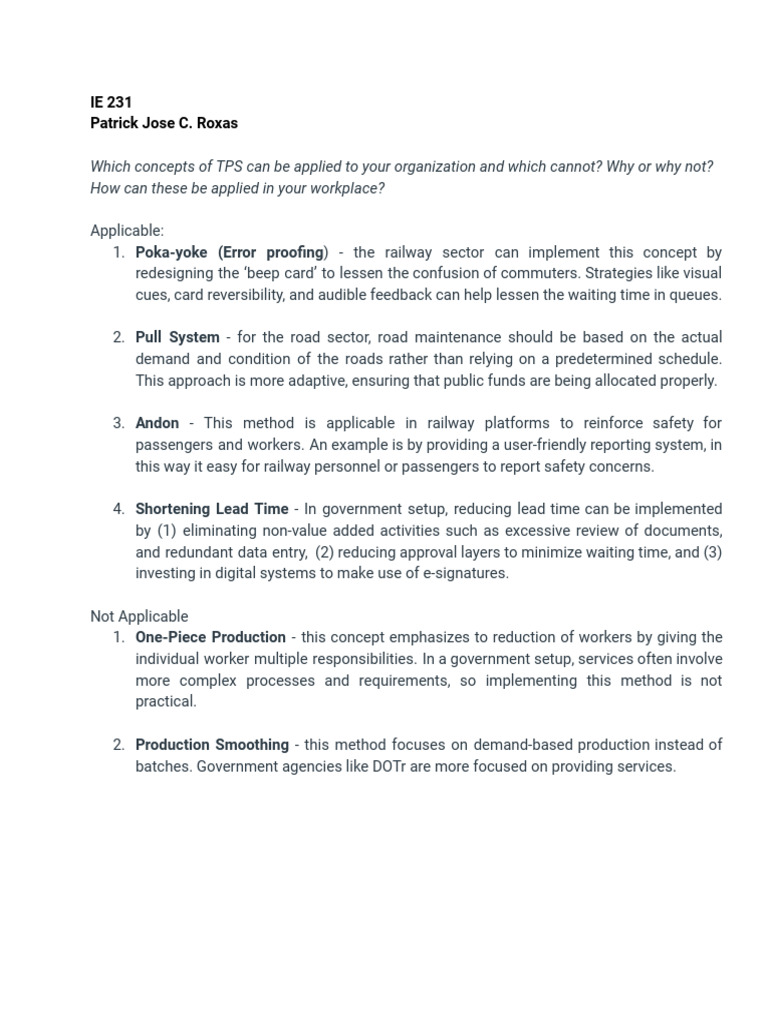 IE 231 Exercise 3 Patrick Jose Roxas | PDF