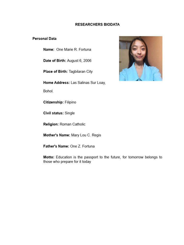 Researchers Biodata | PDF