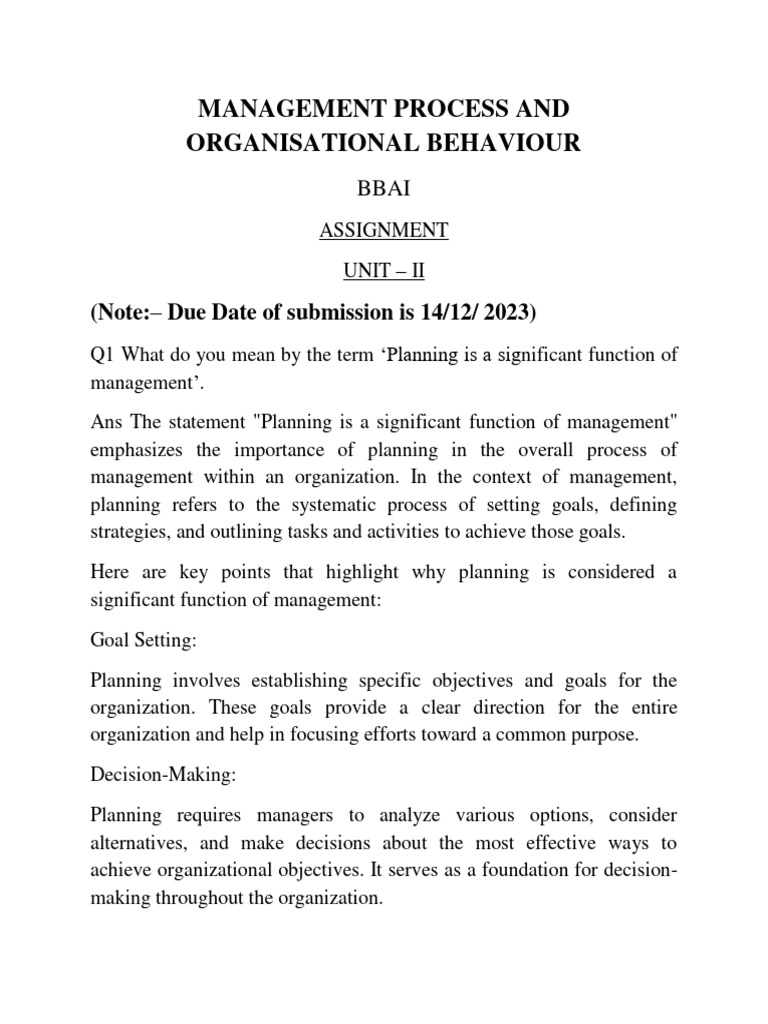 MPOB - Assignment - Unit - 2 (1) Answers | PDF | Decision Making | Rationality