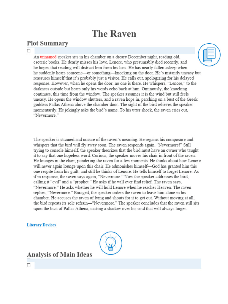 The Raven Analysis | PDF | The Raven