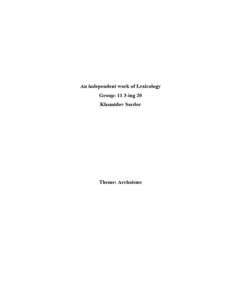 Understanding English Archaisms | PDF | Thou | Word