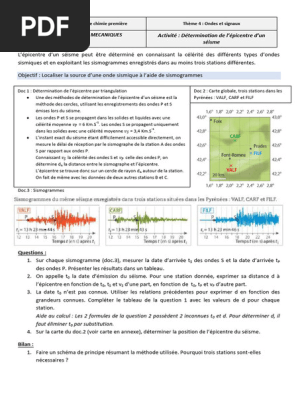 Fiche De Travail Sur Le Sismogramme Ressources De Technologie
