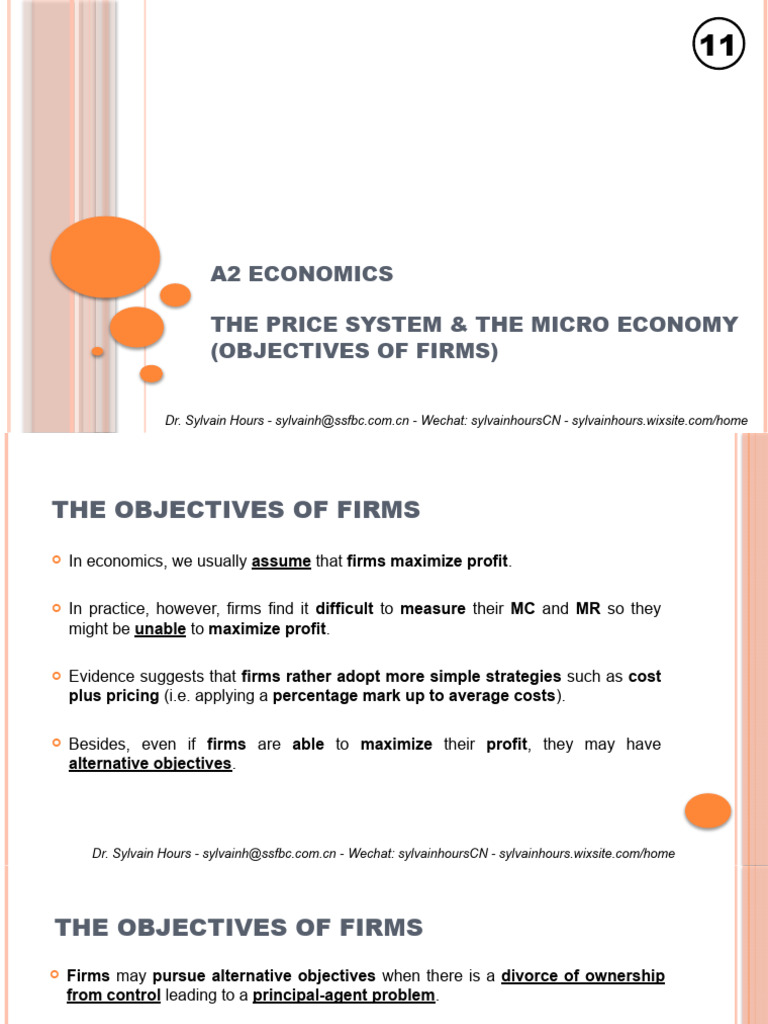 A-Level Economics - The Price System and The Micro Economy (Objectives ...