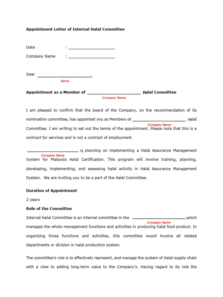 2.appointment Letter & Roles Description | PDF | Animal Slaughter ...