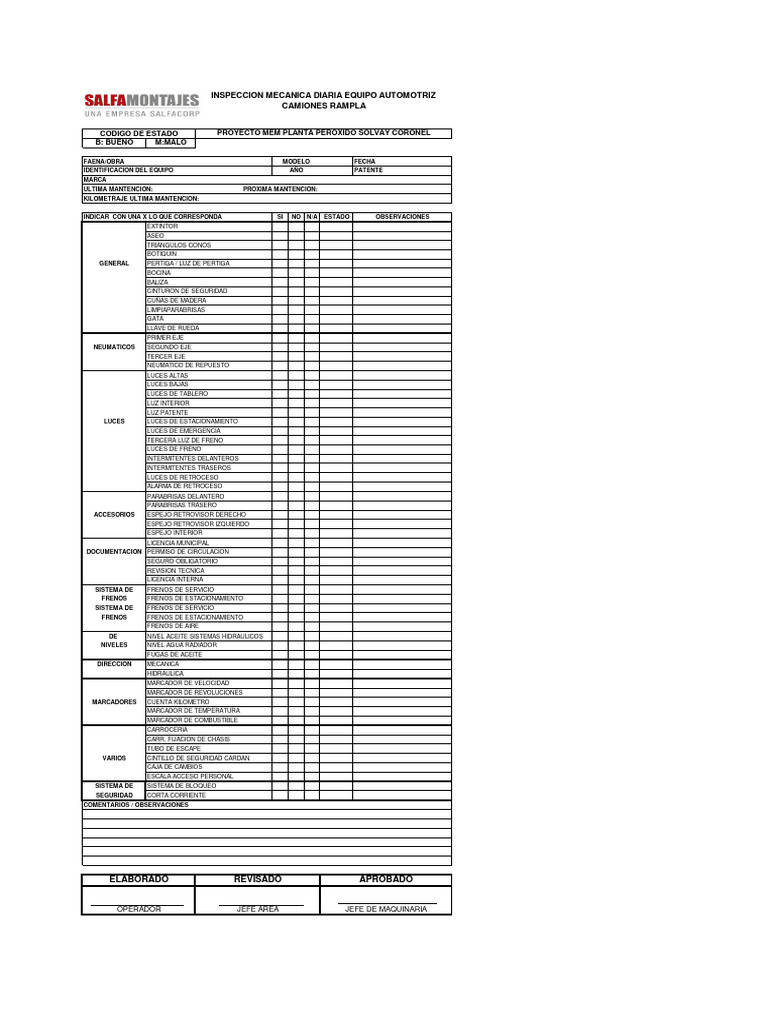 Check List Camion Rampla | PDF | Camión | Eje