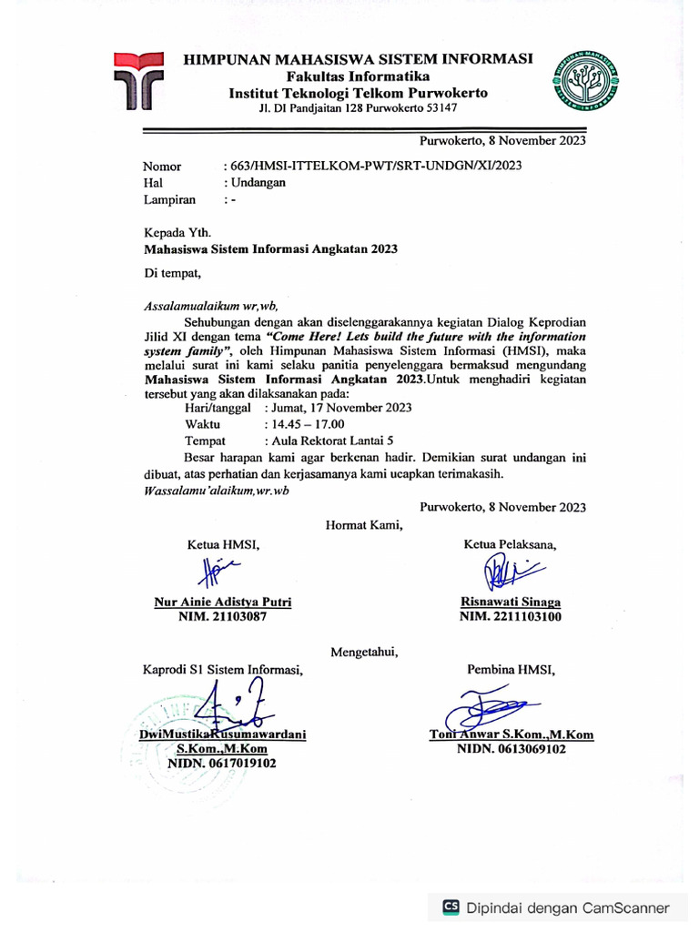 Surat Undangan Dialog Keprodian Jilid XI - Angkatan 2023 | PDF