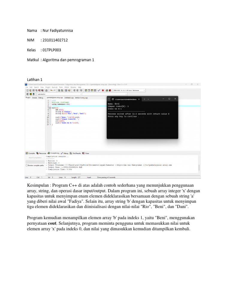 Latihan Pertemuan 13 Array | PDF