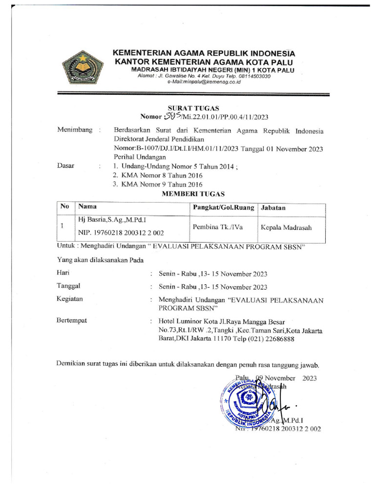 Surat Tugas SBSN | PDF