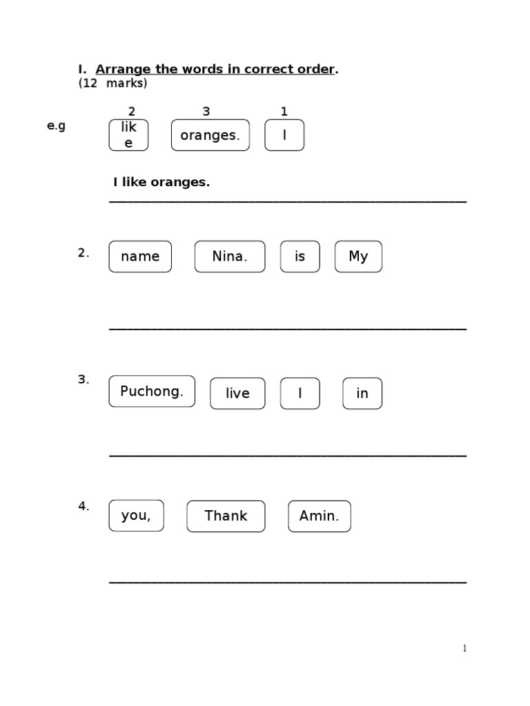 English Year 1 | PDF