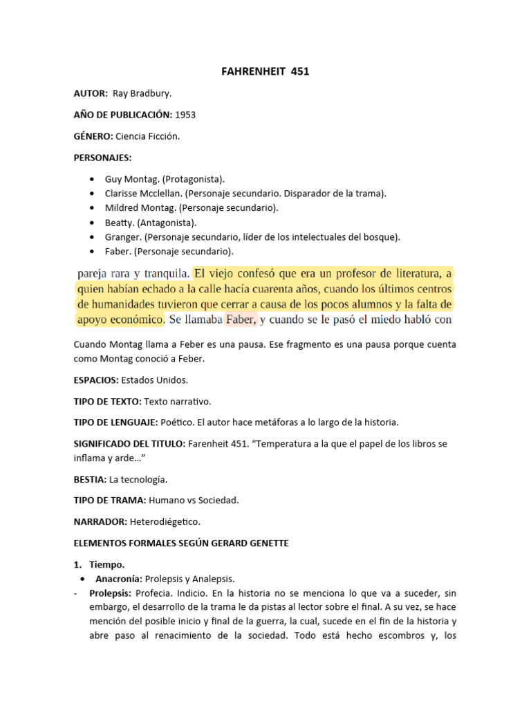 Análisis de personajes en Fahrenheit 451 | PDF