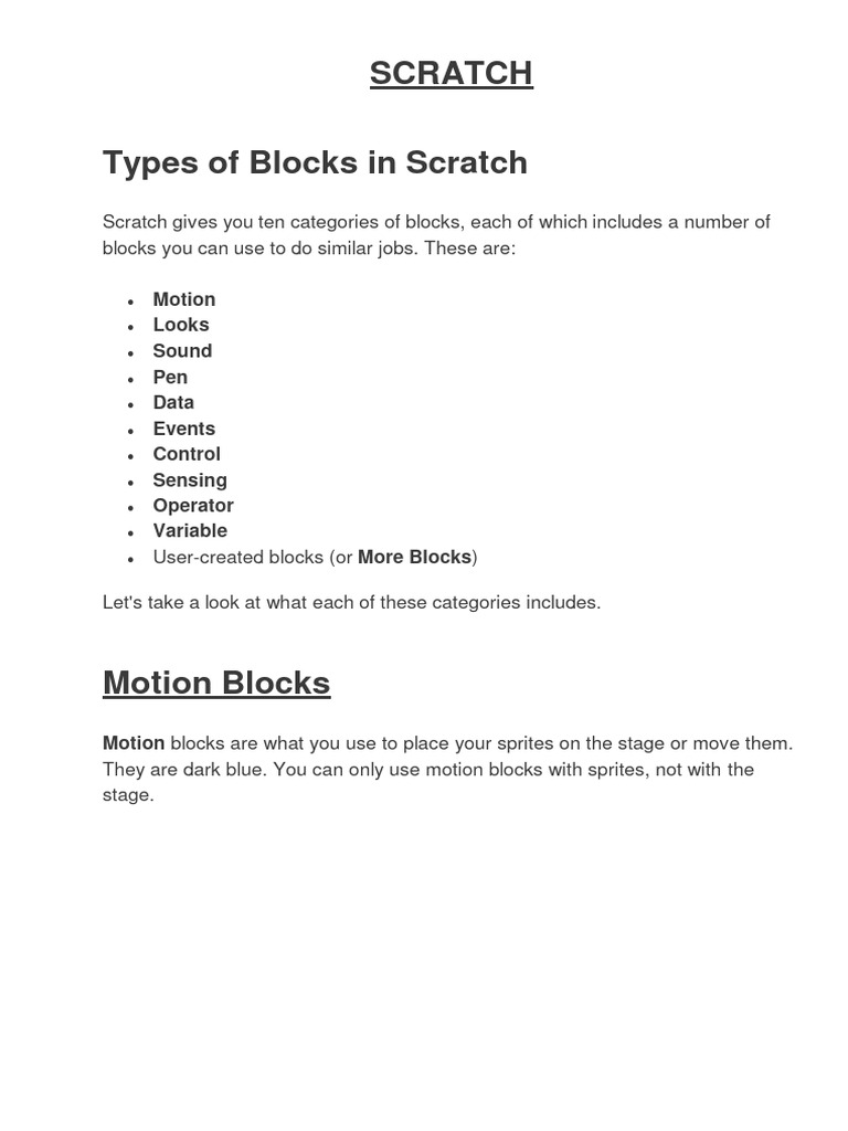 SCRATCH-Chapter Notes | PDF | Control Flow | Scratch (Programming Language)