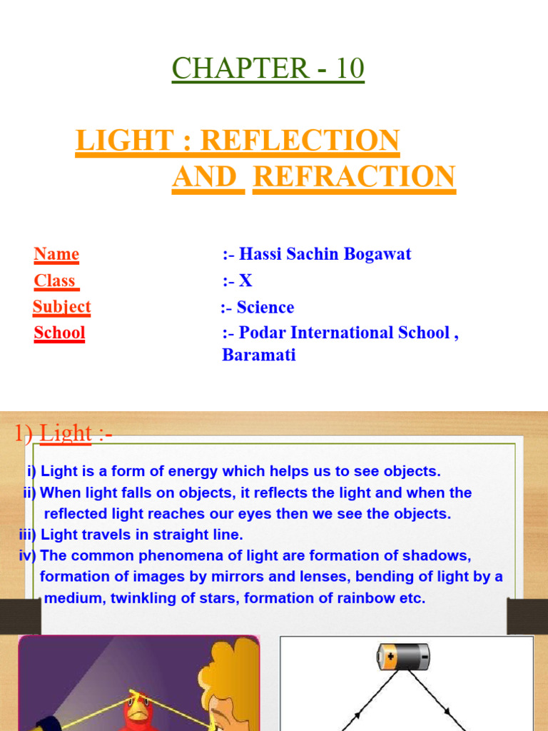 Light-Reflection and Refraction | PDF | Mirror | Refraction