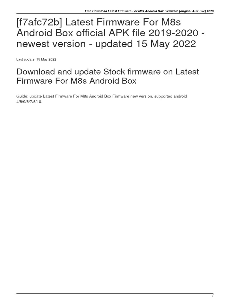 Latest Firmware For m8s Android Box | PDF