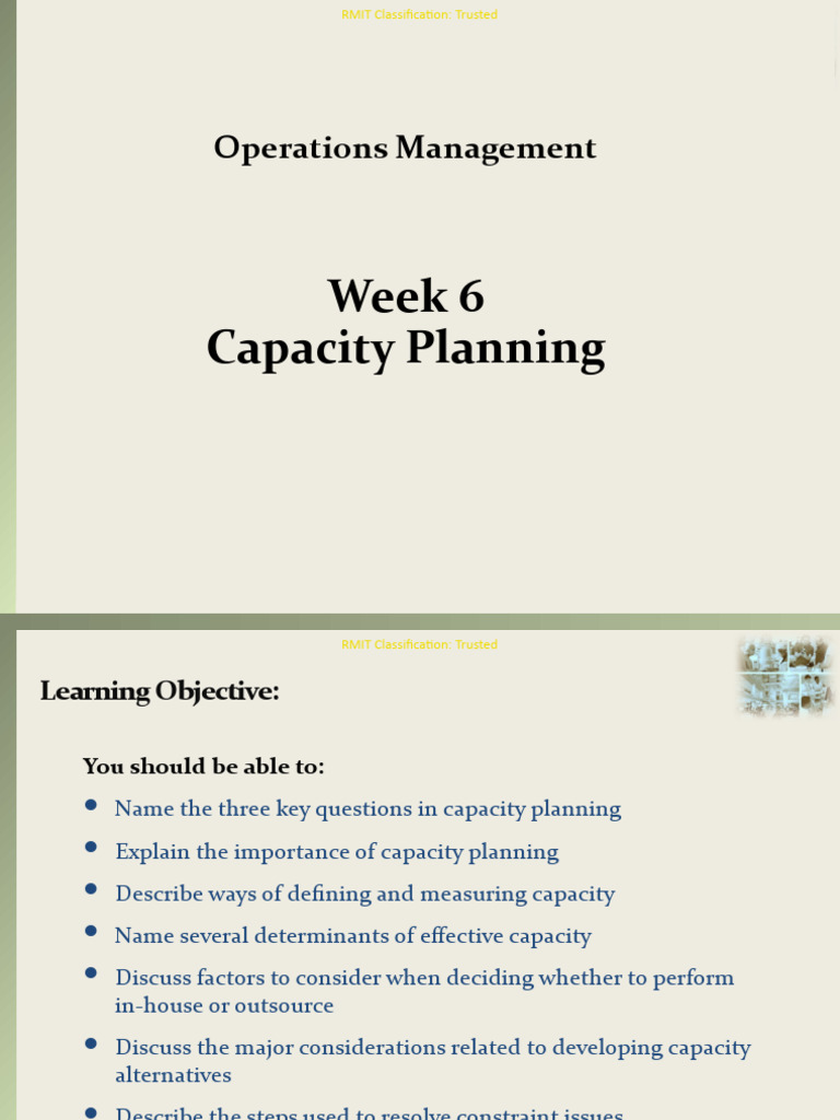Lecture Notes Week 6 Capacity Planning | PDF | Economies | Business