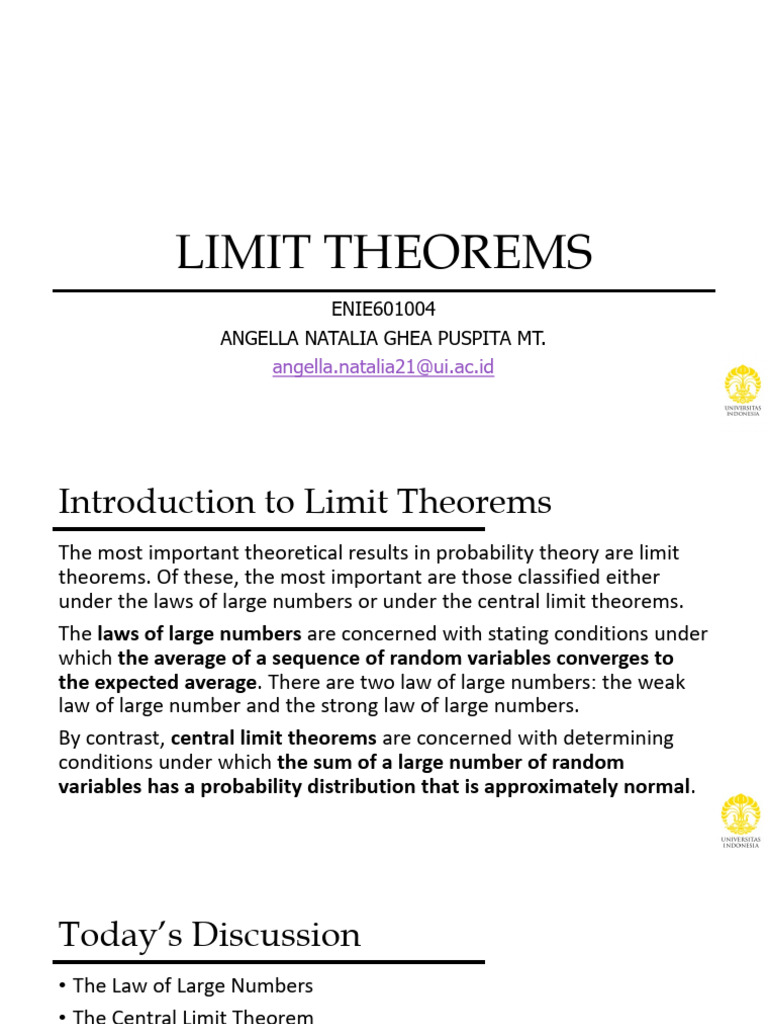 Week 16 - L13 - Limit Theorems | PDF | Expected Value | Measure Theory