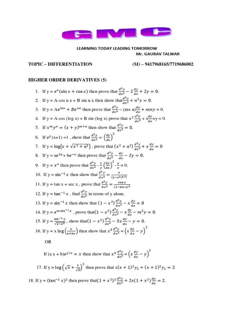 GMC Class 12 Sub. Assign. 5 Hod | PDF