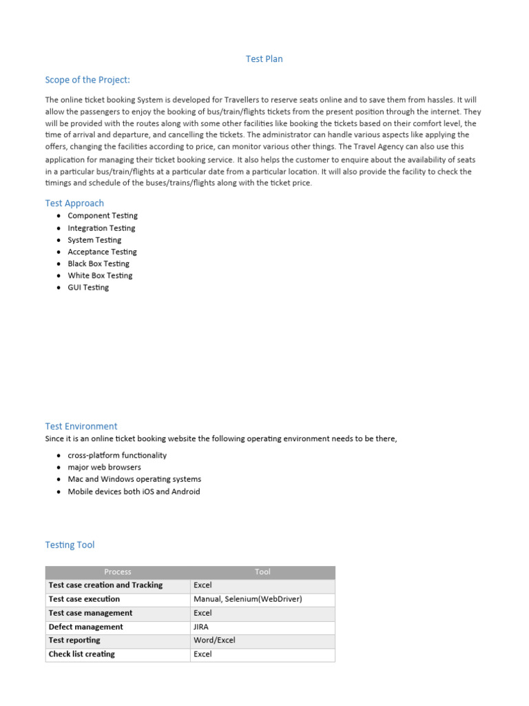 Test Plan Pdf Selenium Software Computing