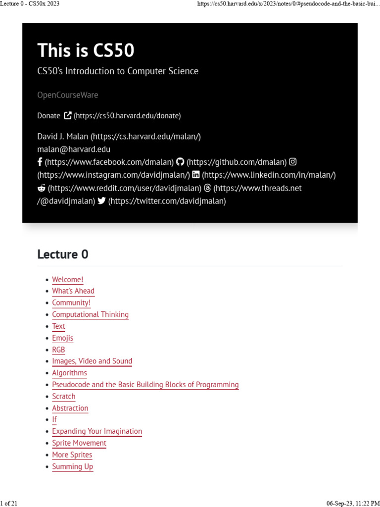 Lecture 0 - CS50x 2023 | PDF | Computer Programming | Computing