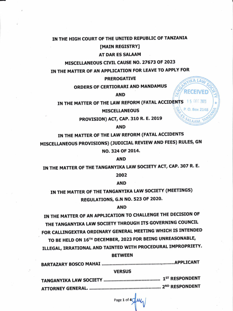 MD, Mendez - Temporary Injunction Against TLS To Conduct Extra Ordinary ...