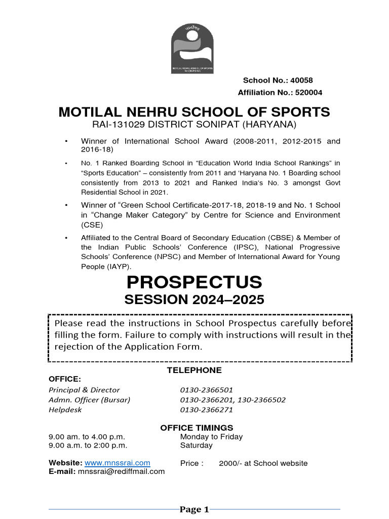 MNSS Prospectus English 2024 2025 | Download Free PDF | Schools | Hospital