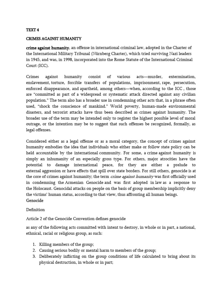18 - Crimes Against Humanity-text+Hand. | PDF | Genocides | Crimes ...