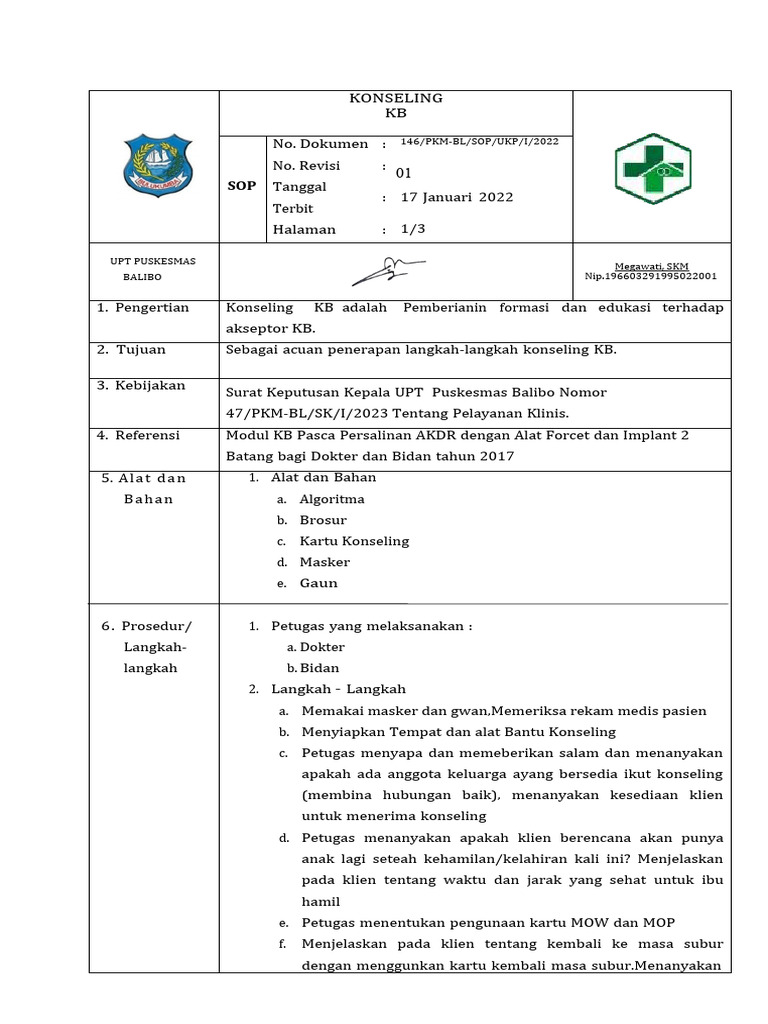 SOP Konseling KB PDF | PDF