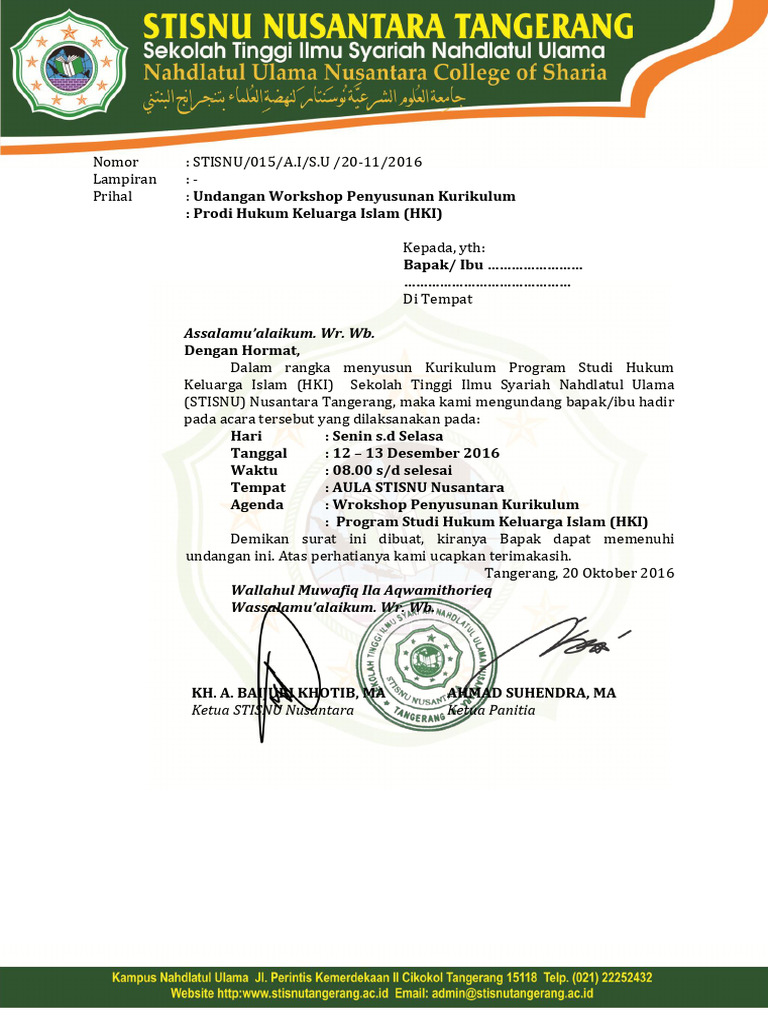 Surat Undangan Narasumber Workshop Kurikulum HKI | PDF