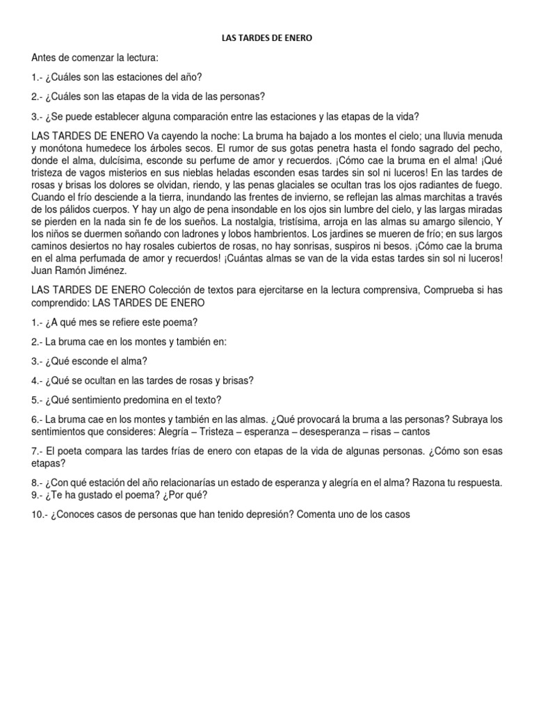 Las Tardes de Enero 6° D | PDF