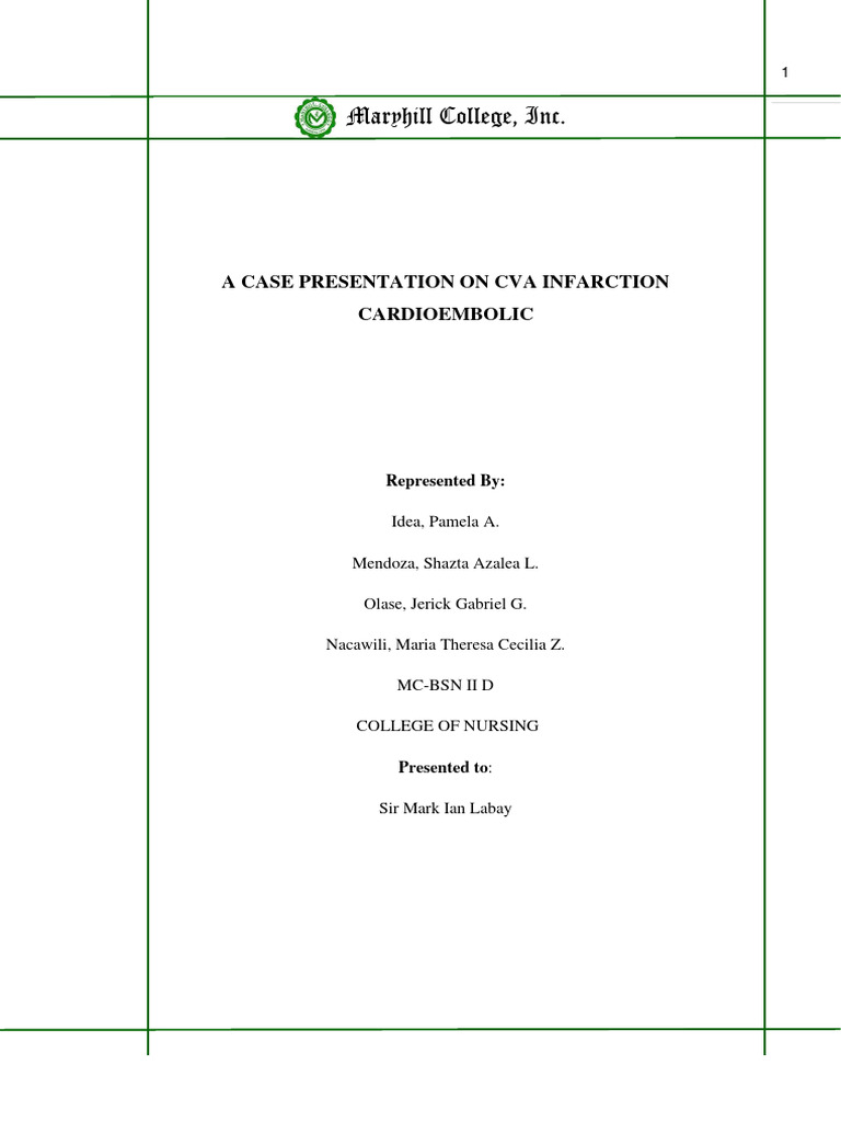 CASE PRES Cva. | PDF | Stroke | Ischemia