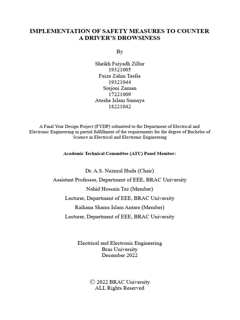 FYDP Book Format | PDF | Traffic Collision | Electroencephalography