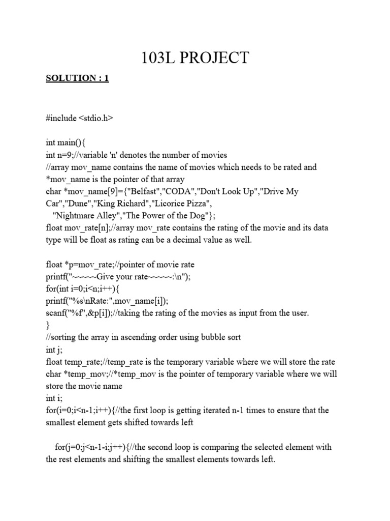 103L Project 5 | Download Free PDF | Pointer (Computer Programming) | Menu (Computing)