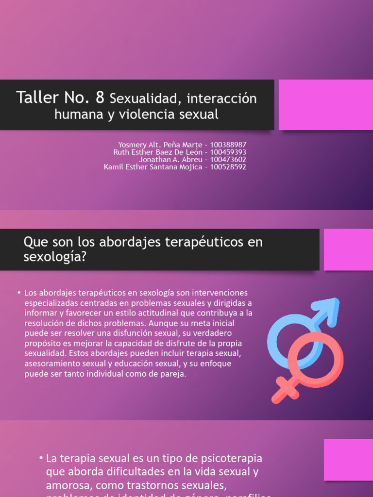 Taller No 8 Principios Para El Abordaje Terapéutico En Sexología