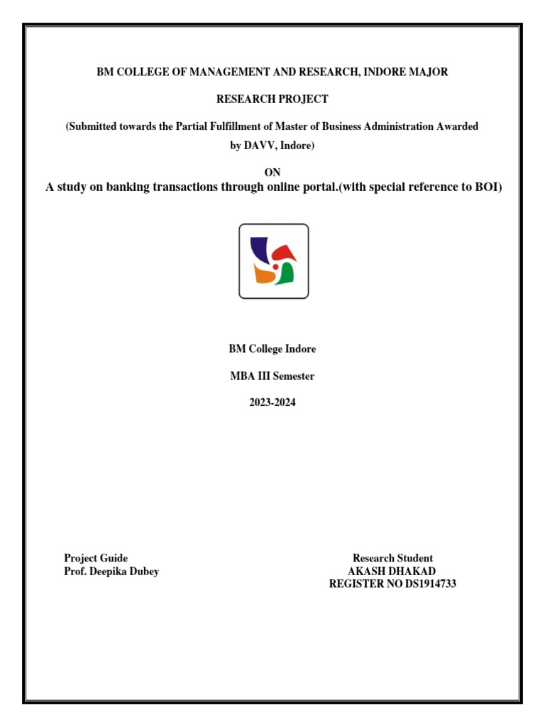 Akash MRP BM College of Management and Research | PDF | Online Banking ...