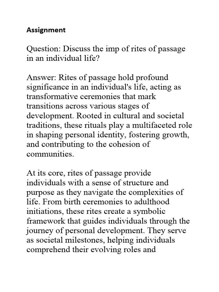 Assignment | PDF | Rituals | Psychological Resilience