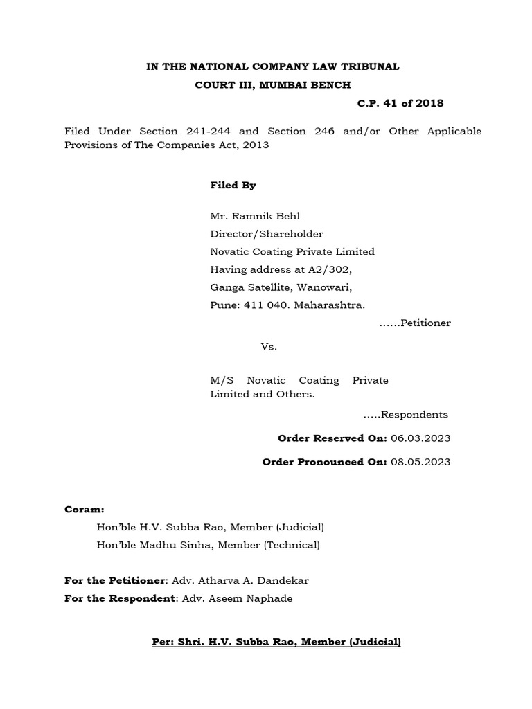 Novatic Coating Pvt Ltd Oppression Case | PDF