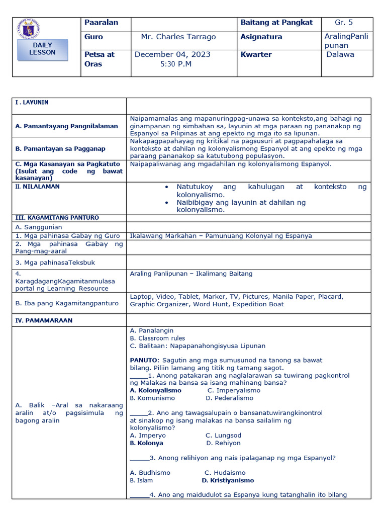 LESSON PLAN GROUP 3 FINAL NA Repaired | PDF