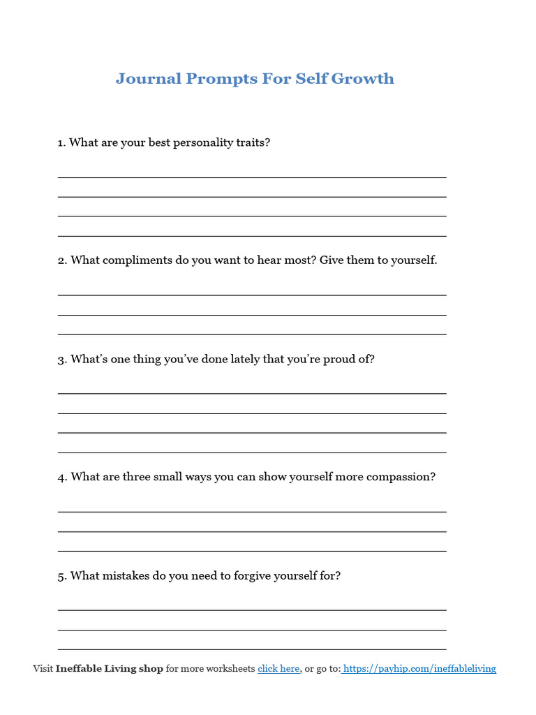 Journal Prompts For Self Growth | PDF | Career & Growth | Lifestyle