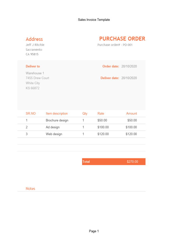Purchase Order Template | PDF