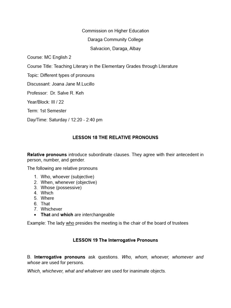 Handouts English 2 | PDF | Pronoun | Linguistics